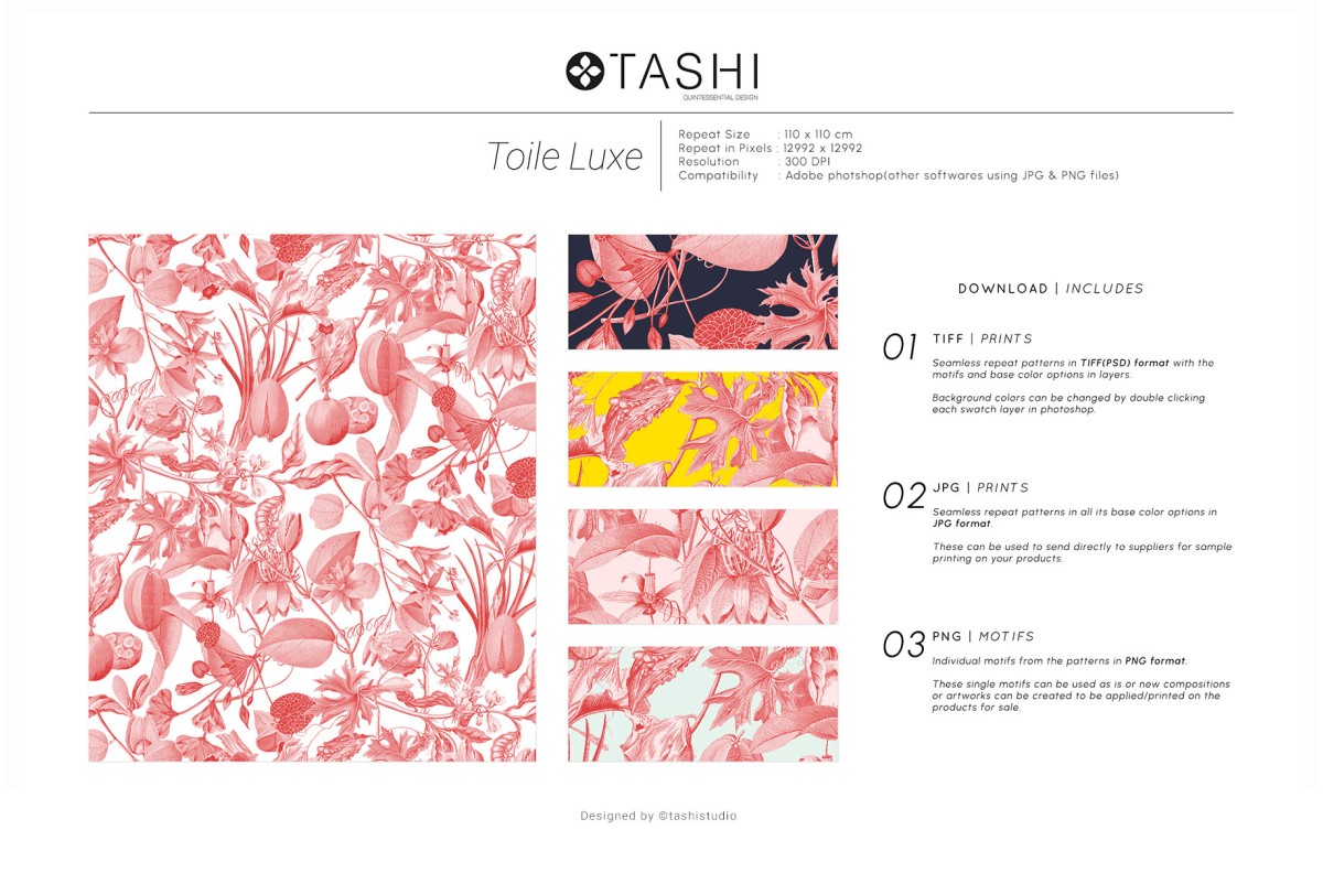 Toile Luxe Pattern Design - Tashistudio.com